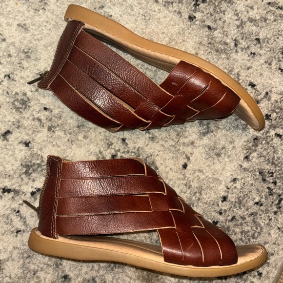 Born | Shoes | Born Iwa Woven Brown Leather Ankle Length Sandals Size 7 ...
